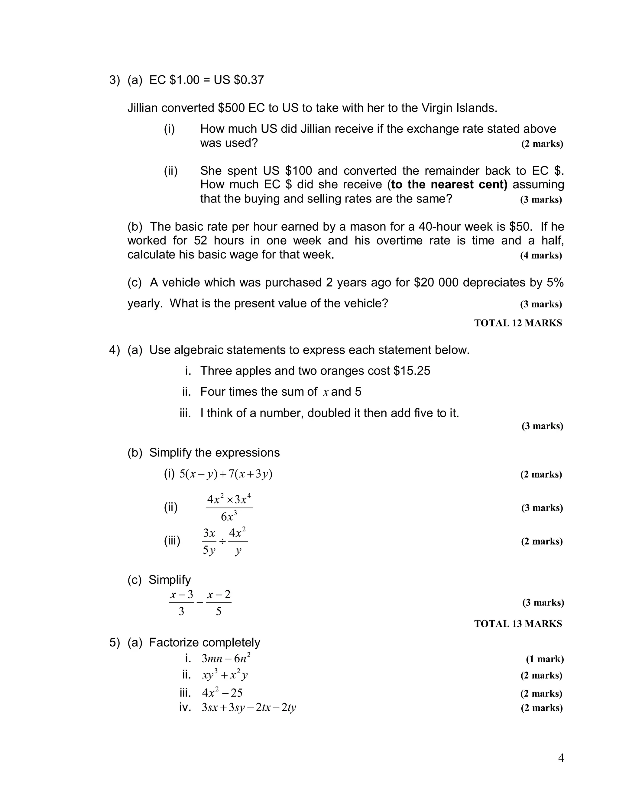 cxc.Mathsexam1 | PDF