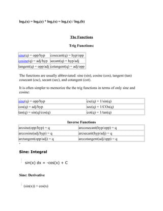 Maths formulae | PDF