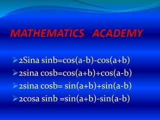 Maths formulas | PPTX