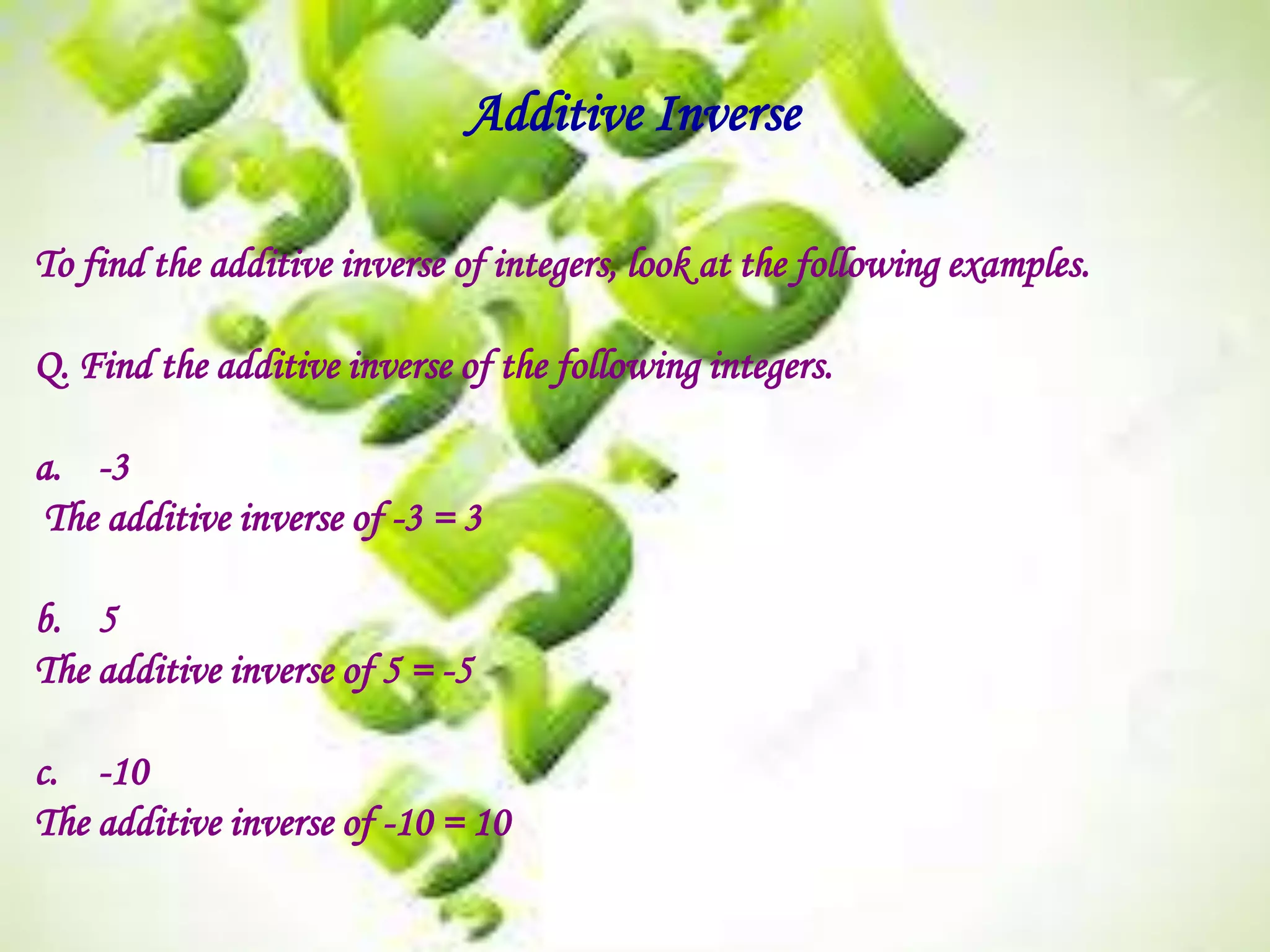 Maths integers | PPTX