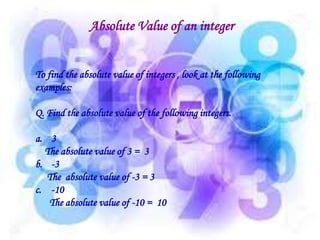 Maths integers | PPTX | Computing | Technology & Computing