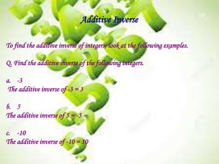 Maths integers | PPTX | Computing | Technology & Computing