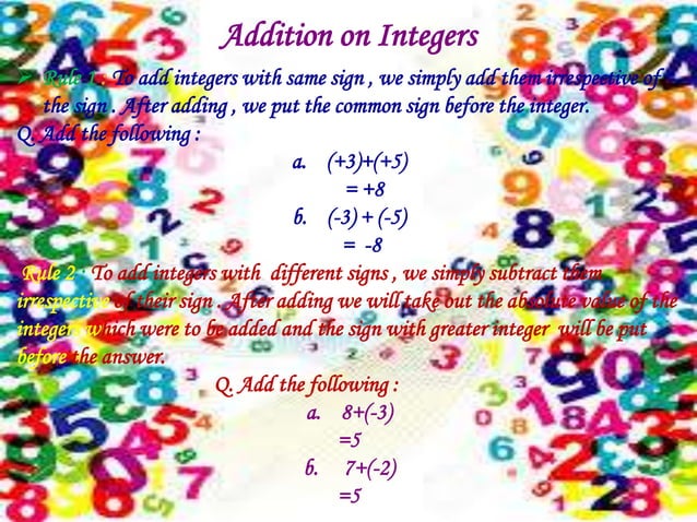 Maths integers | PPTX