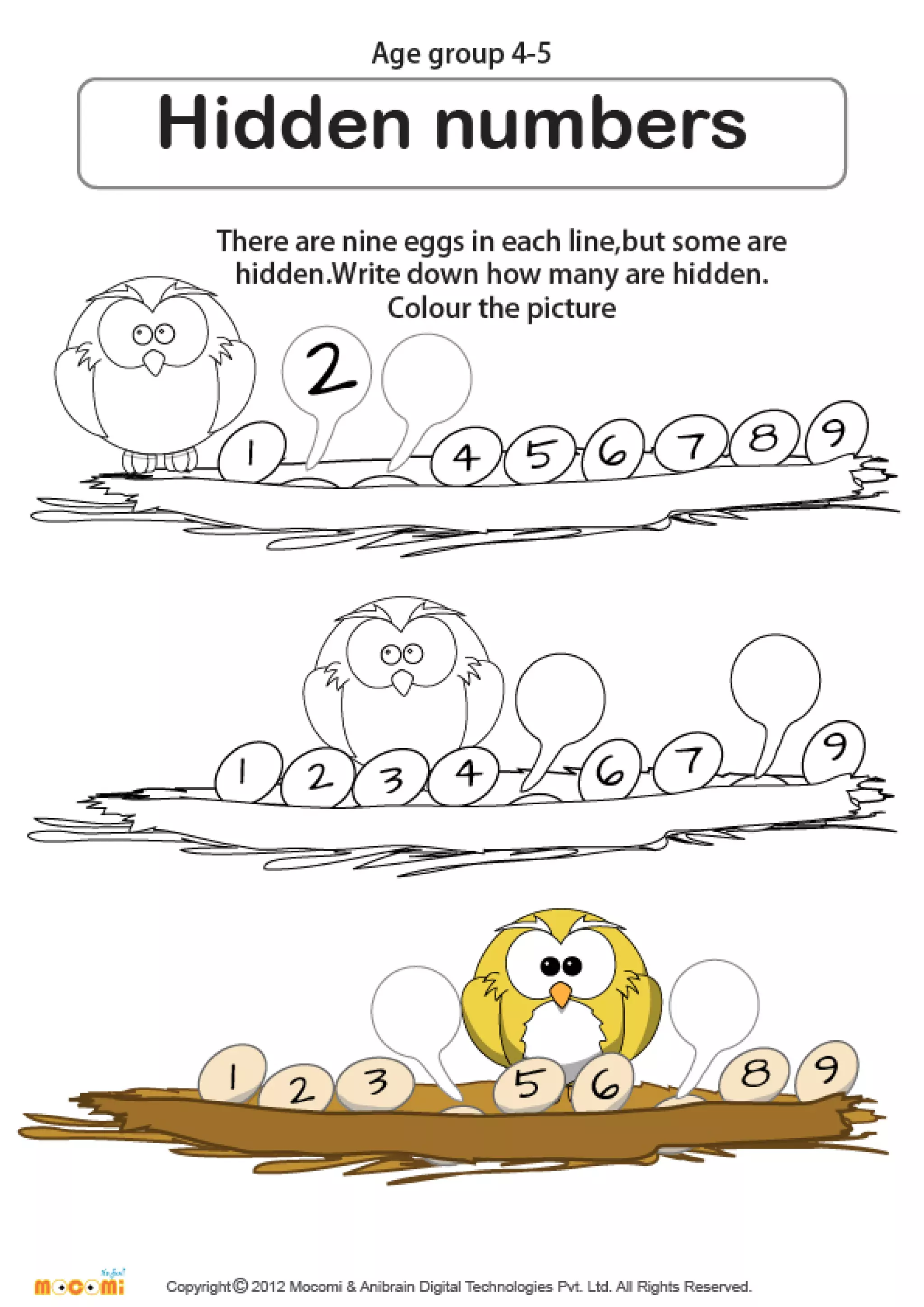 Hidden Numbers – Maths Worksheets for Kids – Mocomi.com