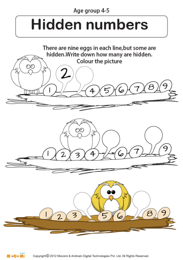 Hidden Numbers – Maths Worksheets for Kids – Mocomi.com
