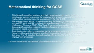 Maths hub workgroup overview 2018 19 | PPTX