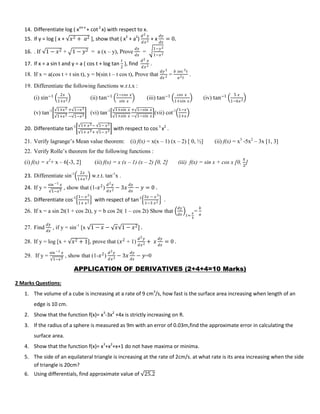 Maths imp questions for 2018 | PDF