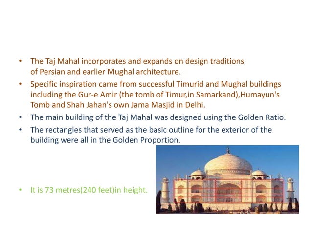 Maths in architecture of the taj mahal | PPTX | Islam | Religion ...