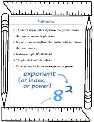 Maths (indices assignment) | DOCX