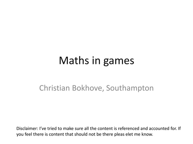 Maths in games | PPTX | Video Game Genres | Video Gaming