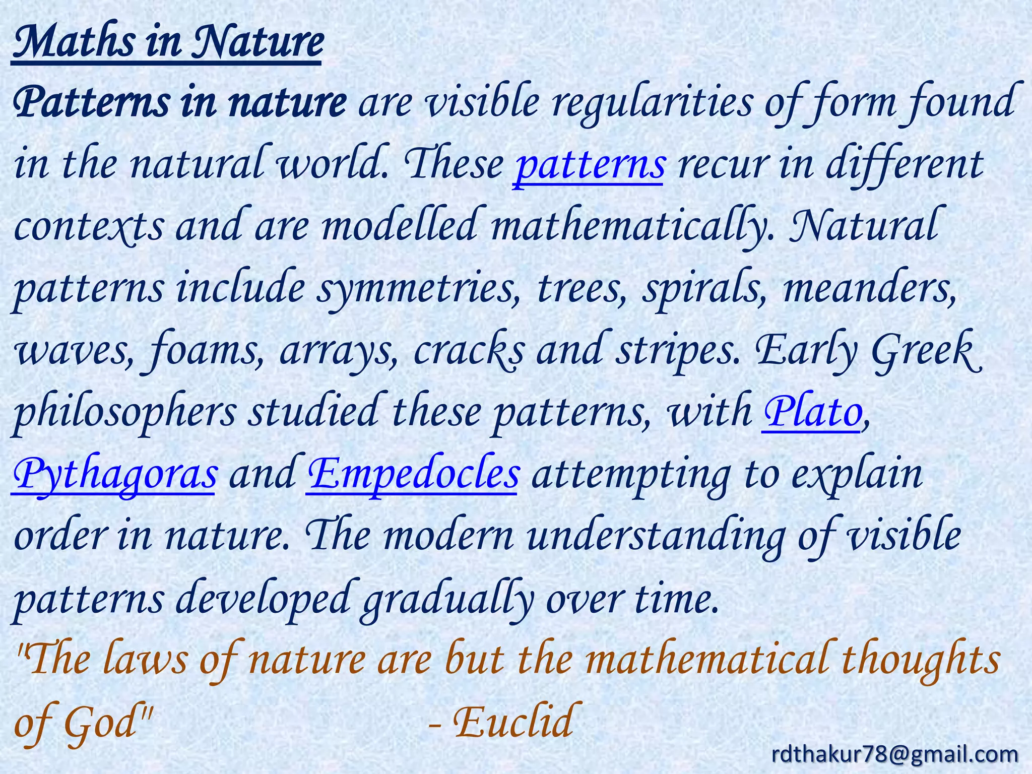 Maths in nature fibonacci | PPTX