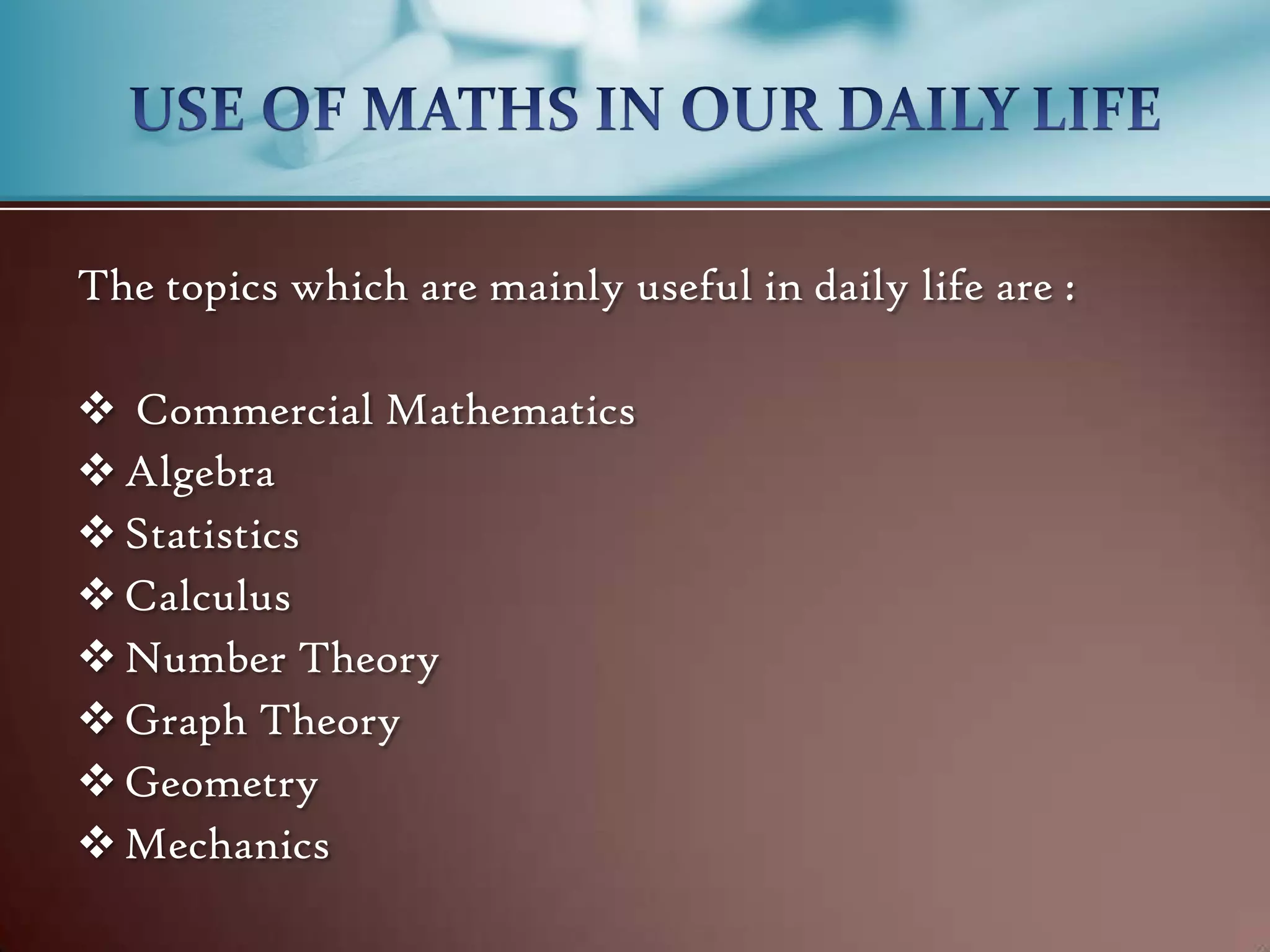 Maths in Our Daily Life | PPSX