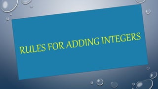 Maths integers | PPT