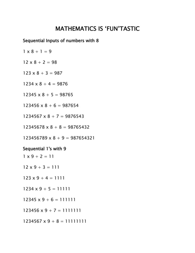 Mathematics is fun | PDF | Games and Puzzles | Hobbies & Interests