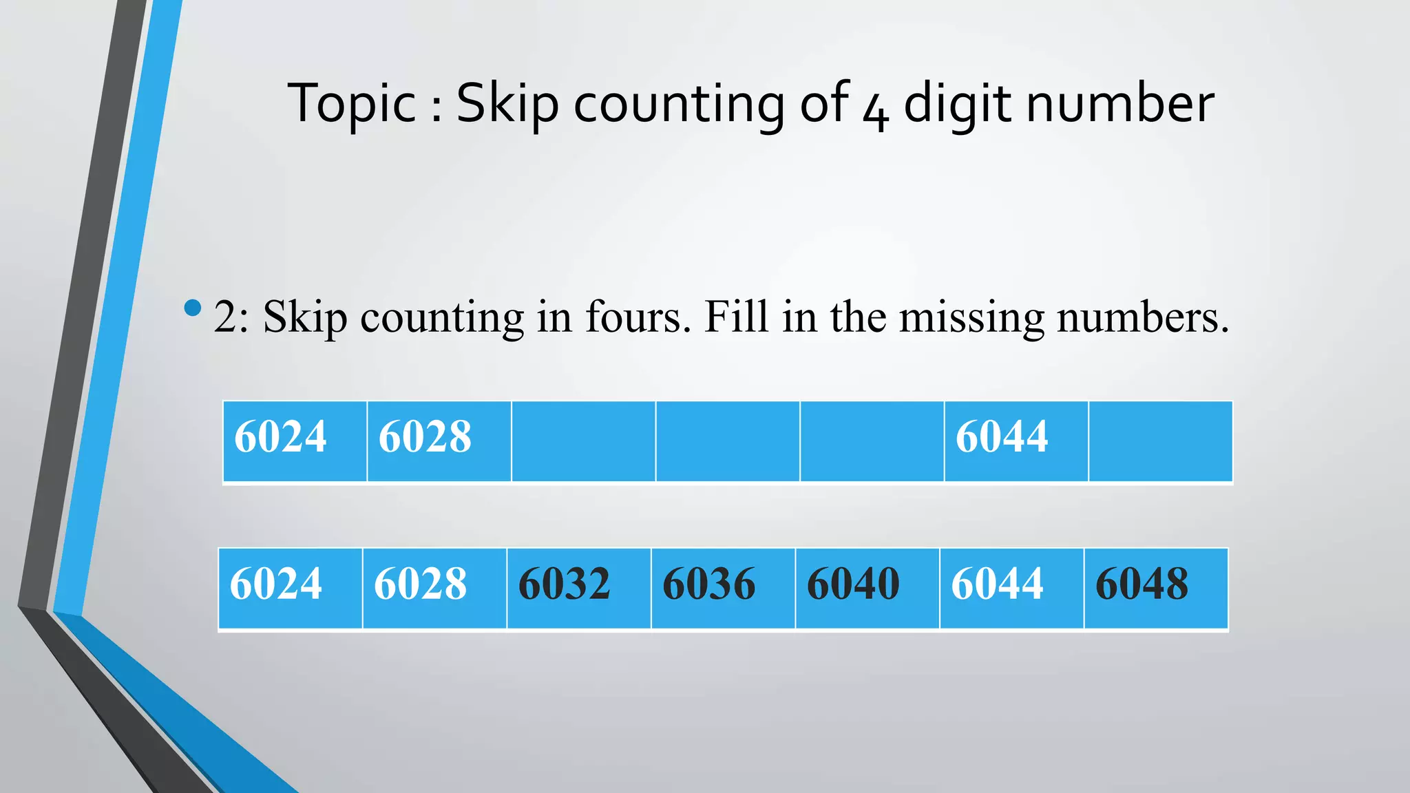 Skip counting of 4 digit numbers | PPTX
