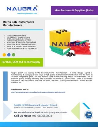 Maths Lab Instruments Manufacturers | PDF