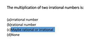Real Numbers Maths mcqs (aptitude questions) for etea nts 2021 | PPTX