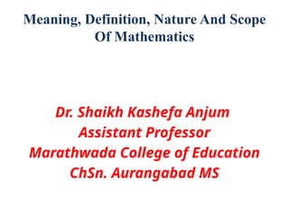 mathematics: meaning, definition, nature scope nature pptx | PPT