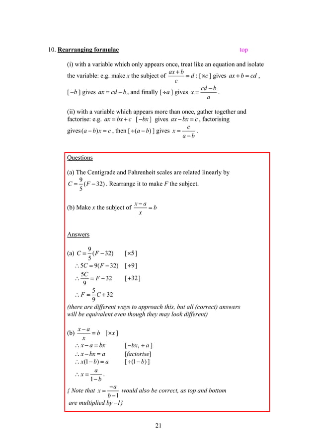 Maths Revision Notes - IGCSE | PDF