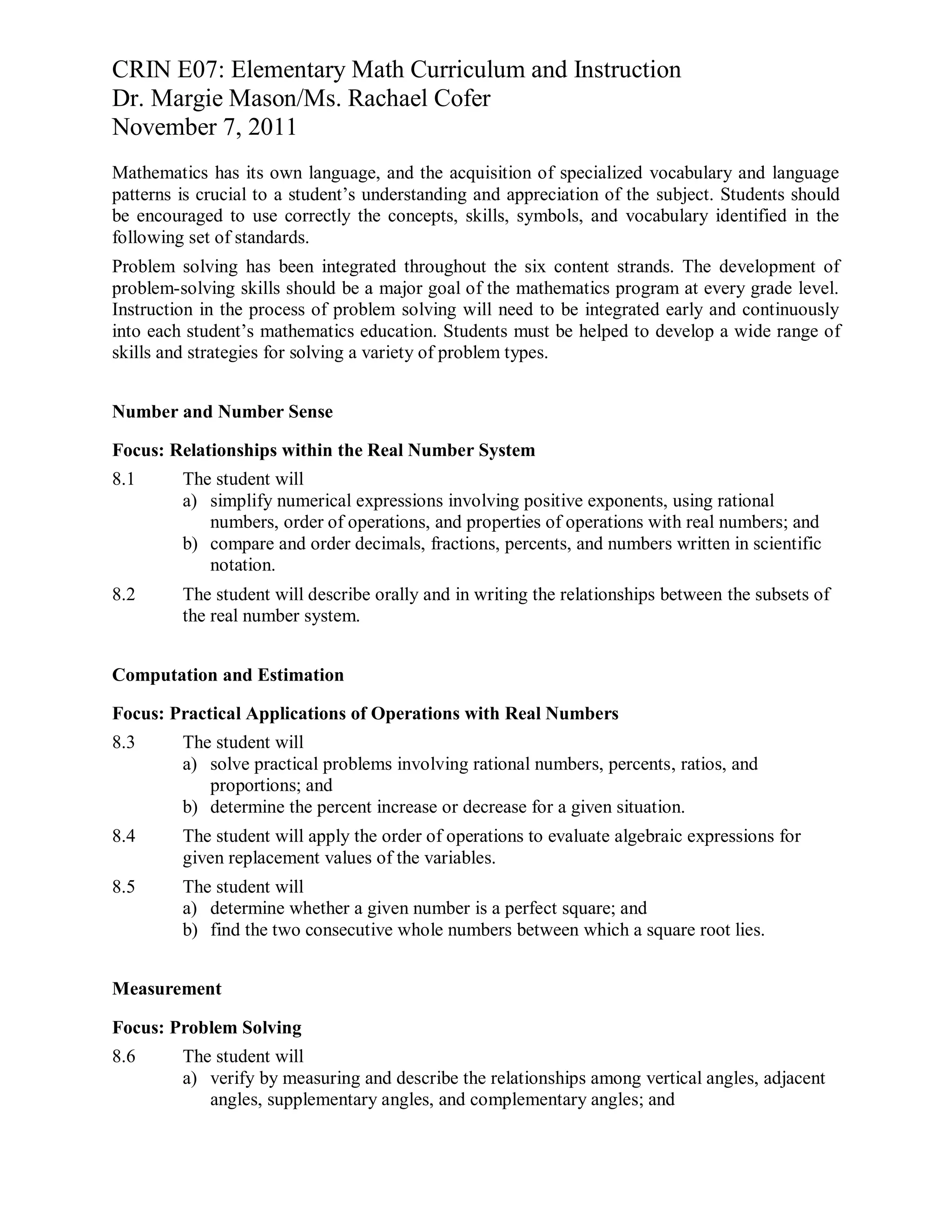 Math sol common core overview | PDF