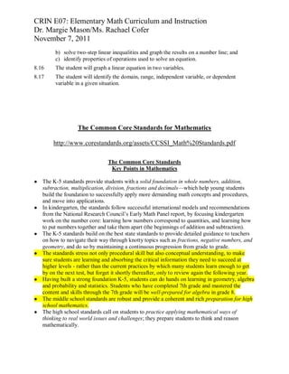 Math sol common core overview | PDF