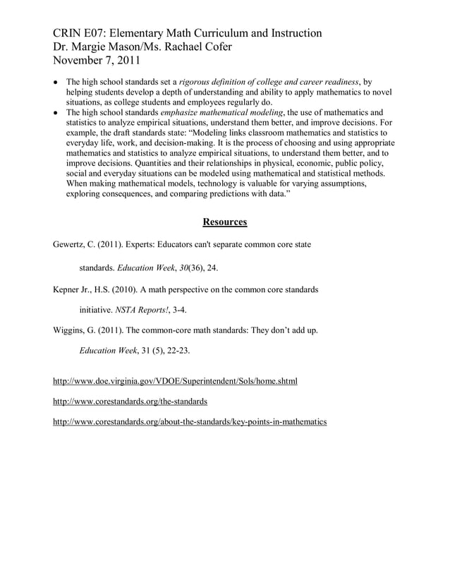 Math sol common core overview | PDF