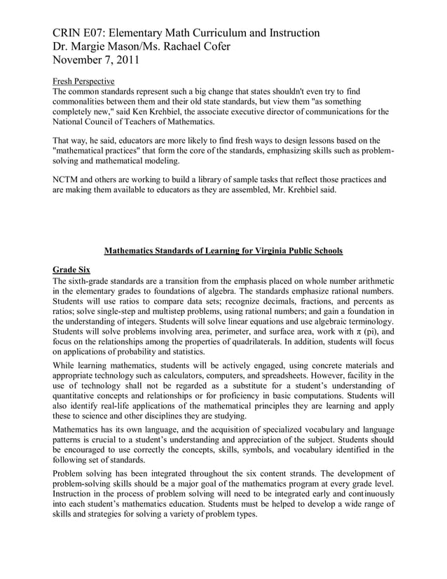 Math sol common core overview | PDF