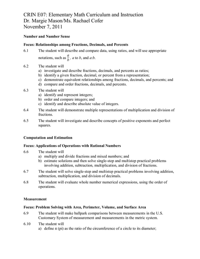Math sol common core overview | PDF