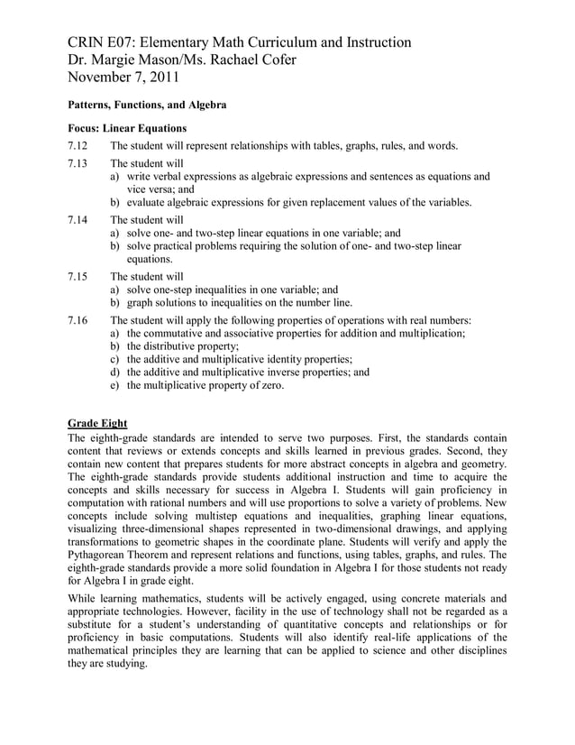 Math sol common core overview | PDF