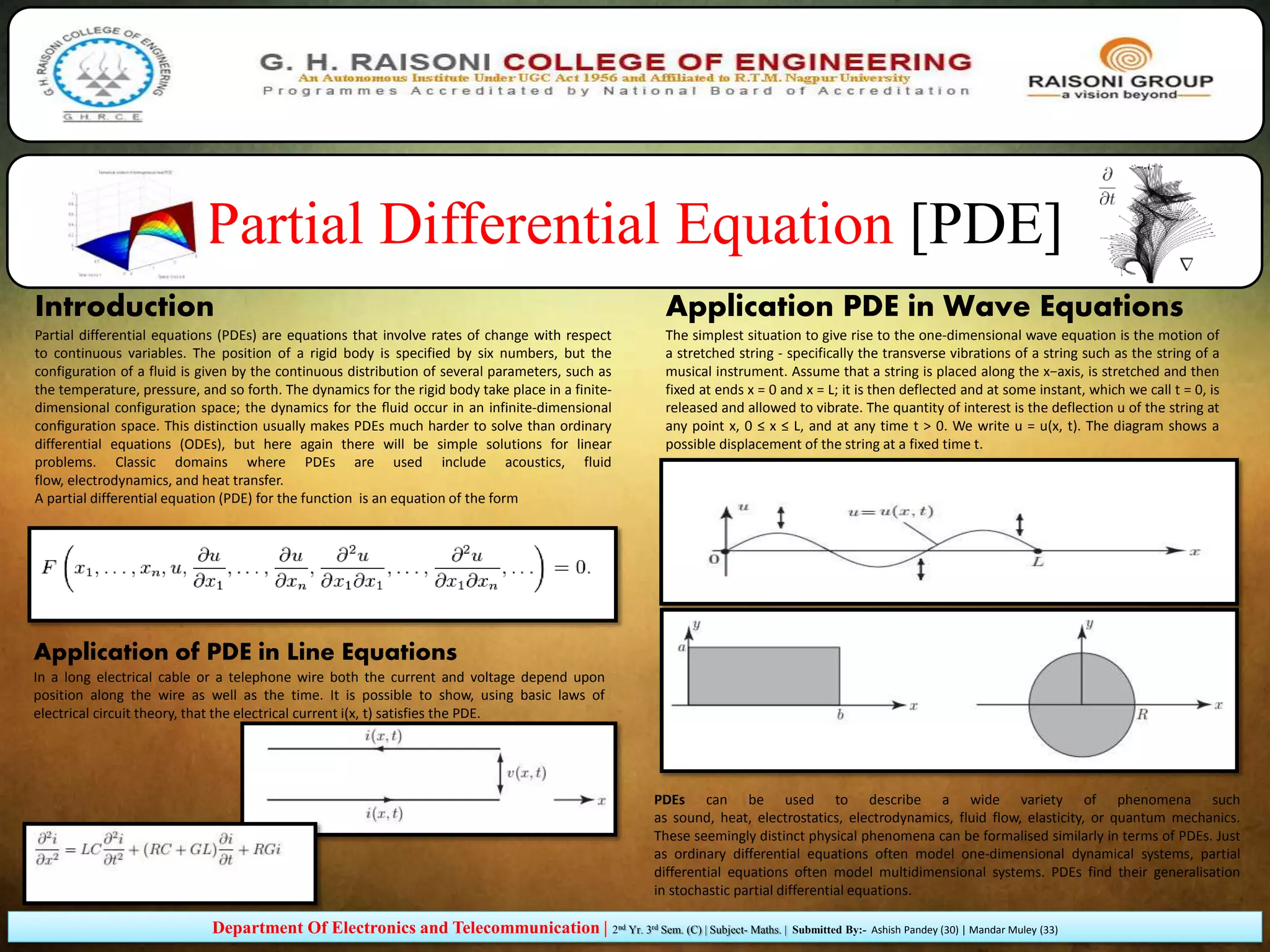 Maths partial differential equation Poster | PPTX