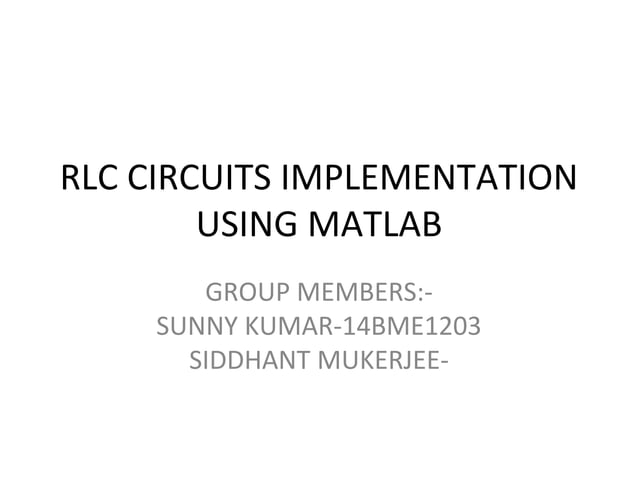 lcr circuit implementation using matlab | PPT
