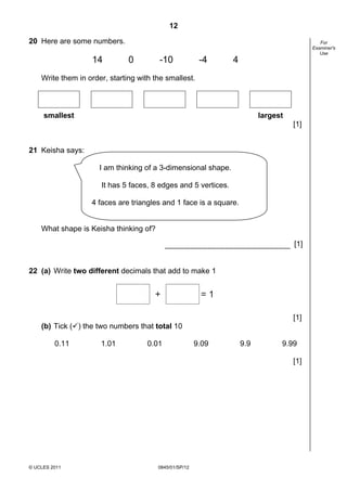 Math specimen paper 1 2012 | PDF