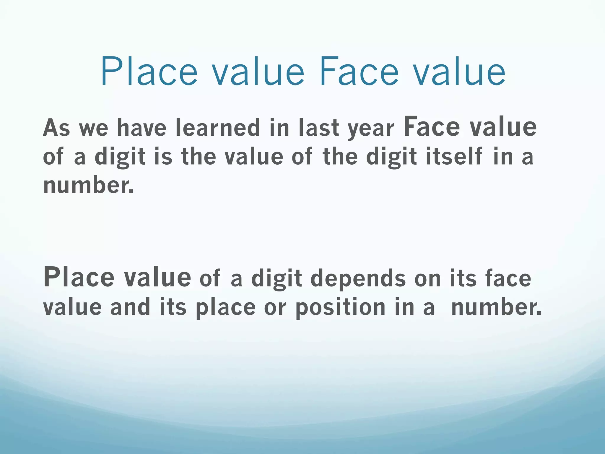 Place value, face value | PDF