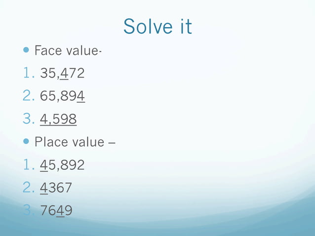 Place value, face value | PDF