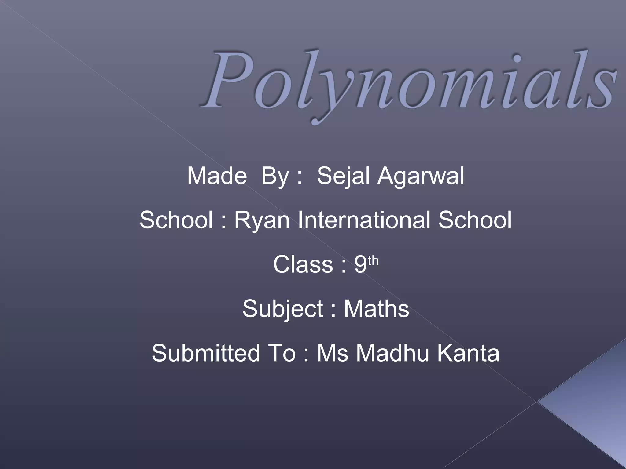 Maths polynomials 9th | PPT