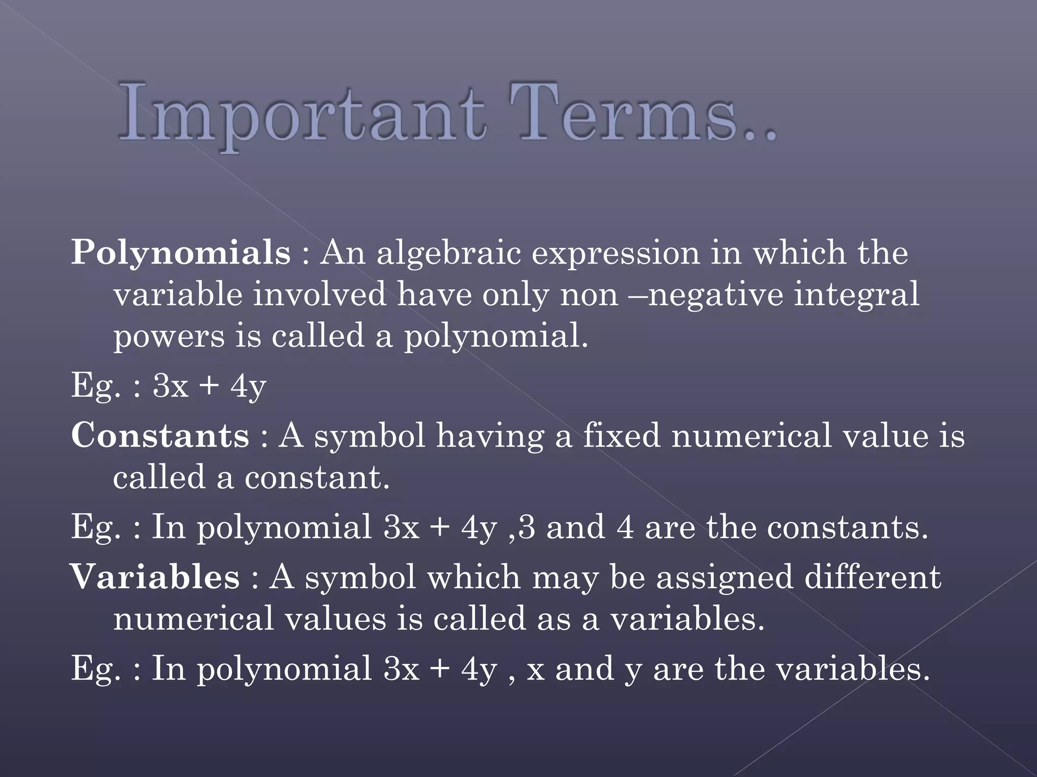 Maths polynomials 9th | PPT