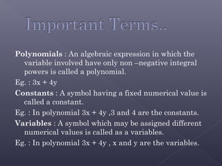 Maths polynomials 9th | PPT
