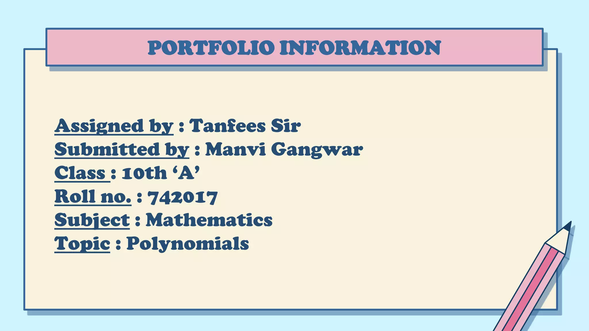 Maths portfolio manvi | PPTX