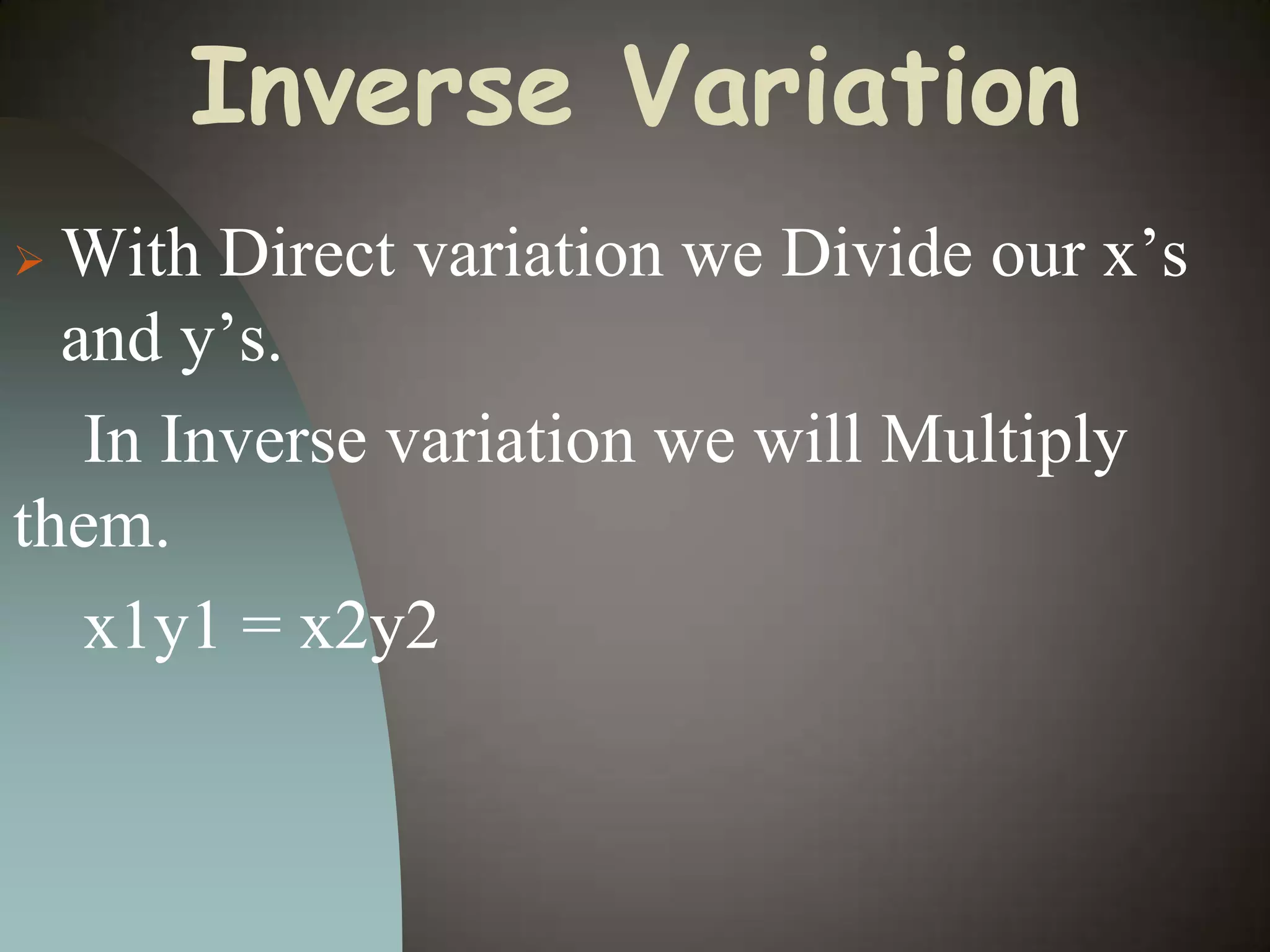 direct and inverse variations | PPTX