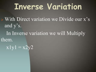 direct and inverse variations | PPTX