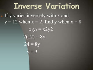 direct and inverse variations | PPTX