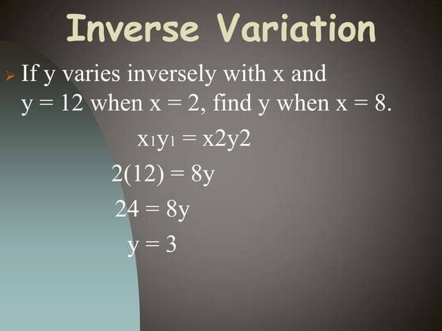 direct and inverse variations | PPT