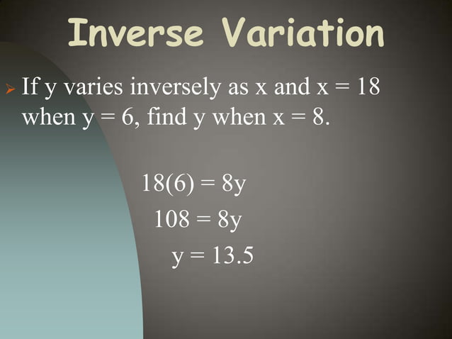 direct and inverse variations | PPT