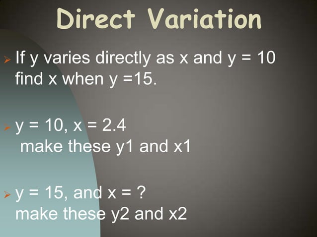 direct and inverse variations | PPT