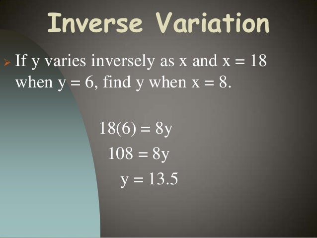 Maths ppt. -direct and inverse variations