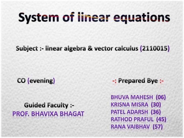 linear equations | PPT