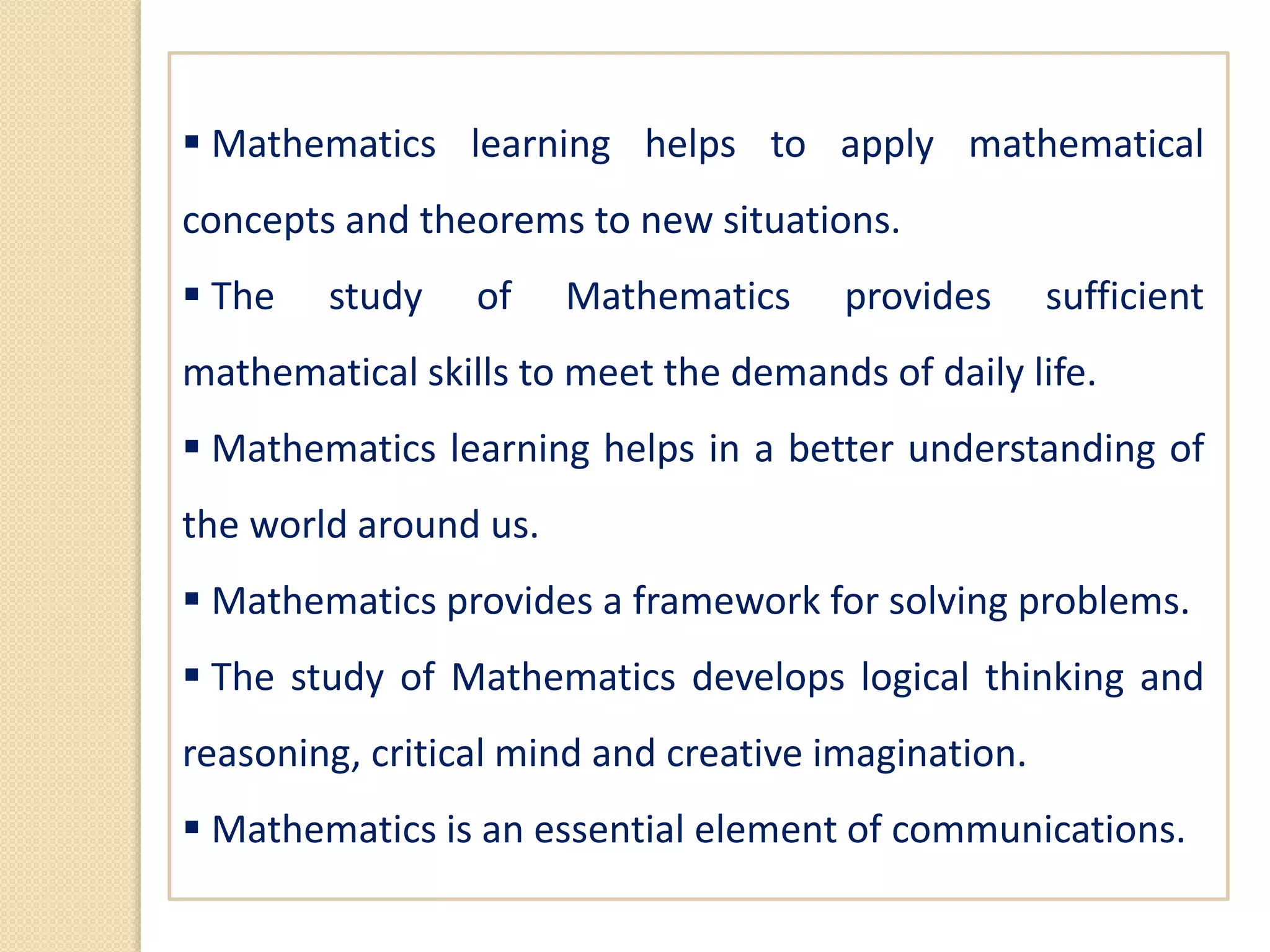 MATHEMATICS and How to Develop Interest in Maths? | PPSX