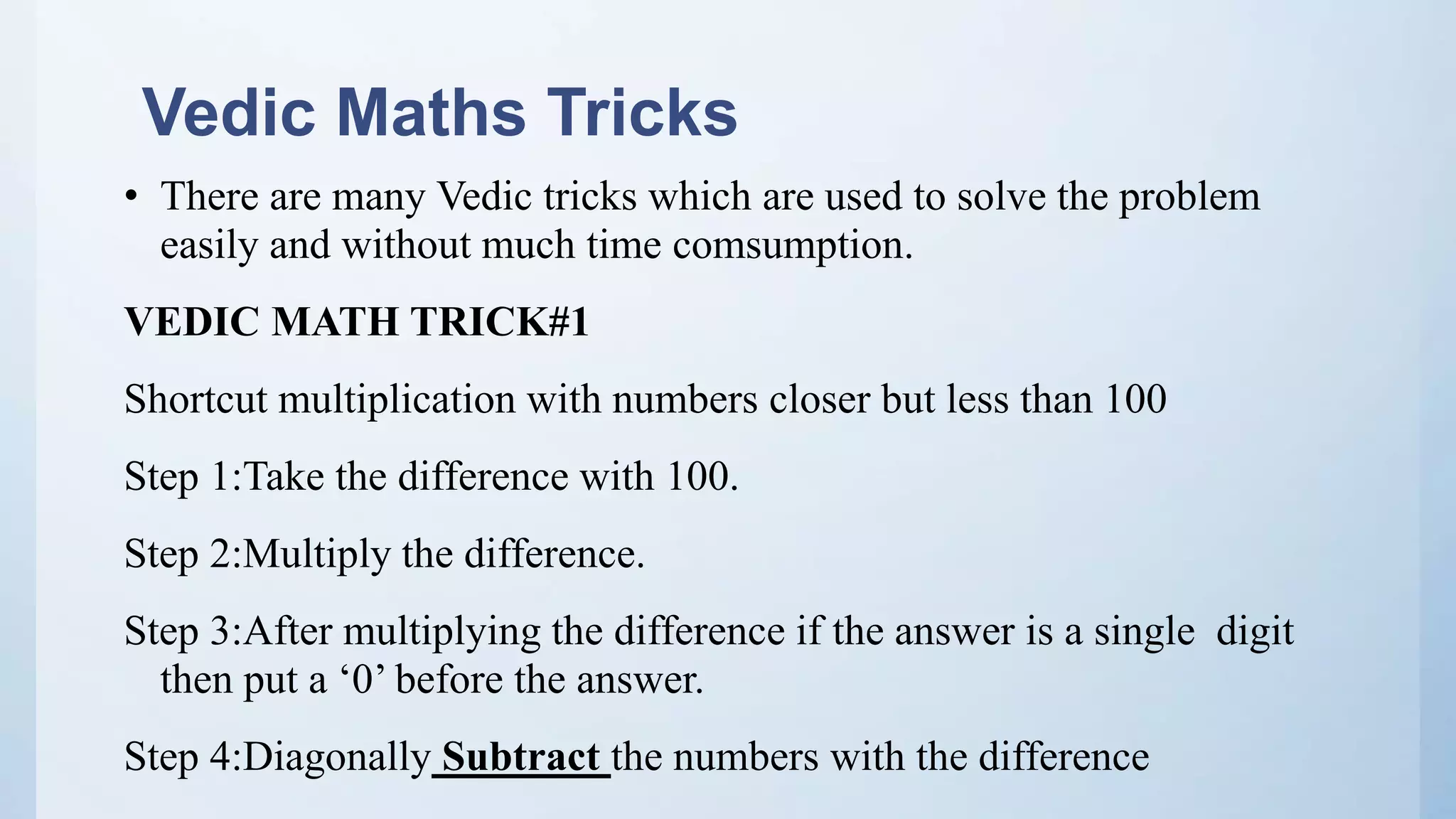 Vedic maths ppt by lakshay virmani | PPTX