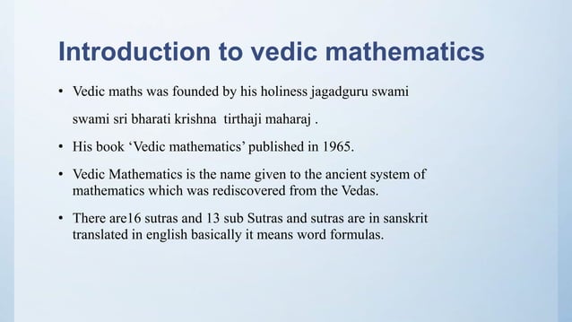 Vedic maths ppt by lakshay virmani | PPTX