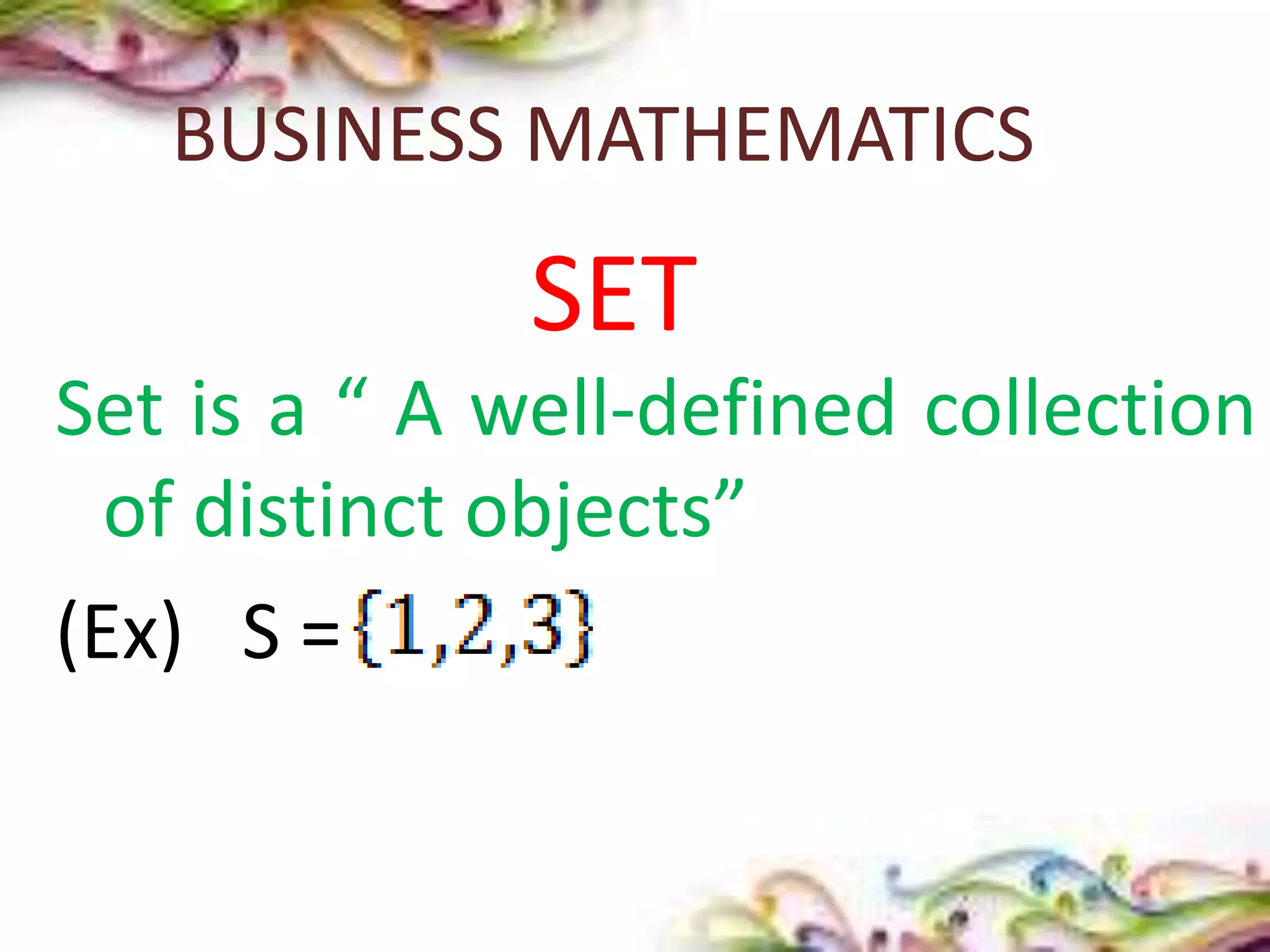 Business Mathematics - Types of sets | PPTX